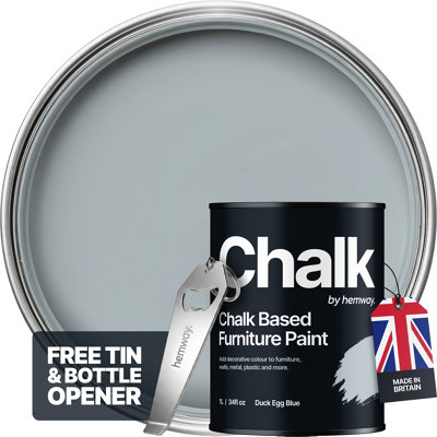 Hemway Chalk Based Furniture Paint Flat Matt Duck Egg Blue 1L Shabby ...