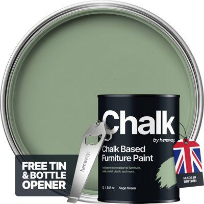 Hemway Chalk Based Furniture Paint Flat Matt Sage Green 1L Shabby Chic ...