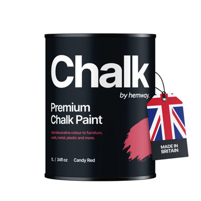 Hemway Chalk Paint Flat Matt Candy Red 1L Shabby Chic, Smooth Chalky ...