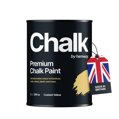 Hemway Chalk Paint Flat Matt Custard Yellow 1L Shabby Chic, Smooth Chalky Finish, Interior ...