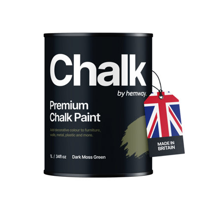 Buy Hemway Chalk Paint Flat Matt Dark Moss Green 1L Shabby Chic, Smooth Chalky Finish, Interior ...