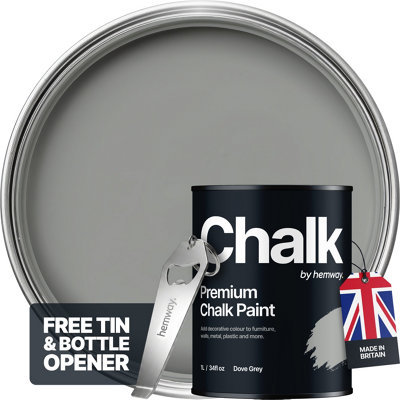 Hemway Chalk Paint Flat Matt Dove Grey 1L Shabby Chic, Smooth Chalky ...