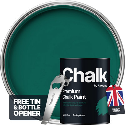 Hemway Chalk Paint Flat Matt Racing Green 1L Shabby Chic, Smooth Chalky ...