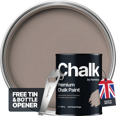 Hemway Chalk Paint Flat Matt Soft Khaki Beige 1L Shabby Chic, Smooth ...