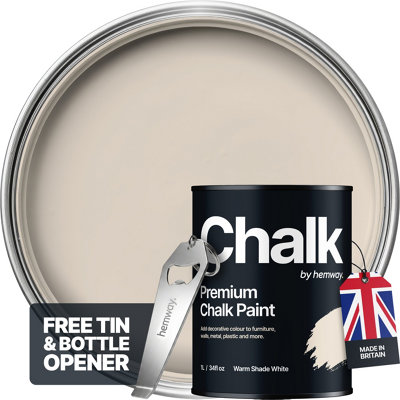 Hemway Chalk Paint Flat Matt Warm Shade White 1L Shabby Chic, Smooth ...
