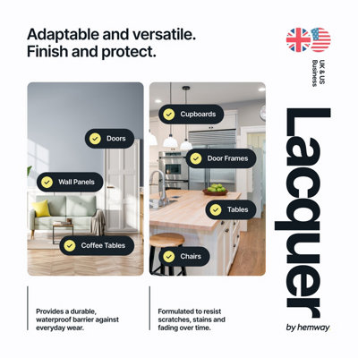 Hemway Clear Lacquer - Satin 1 Litre UV Multi-Surface Sealant, Interior ...