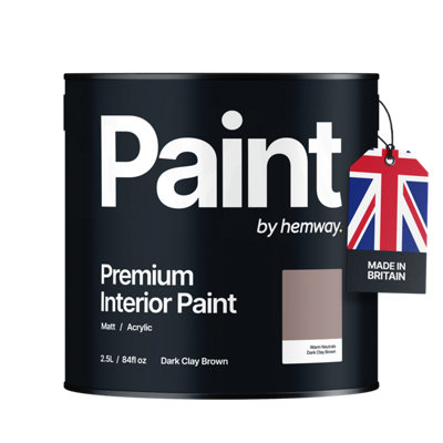 Hemway Dark Clay Brown Interior Matt Acrylic Paint 2.5L Tin Durable ...