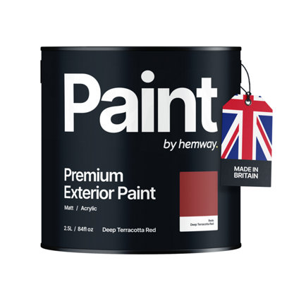 Hemway Deep Terracotta Red Exterior Matt Acrylic Paint 2.5L Tin Durable ...