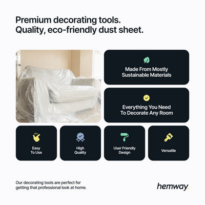 Hemway Extra Large Recyclable Paint Dust Sheet 12ft x 12ft (3.65m x 3 ...