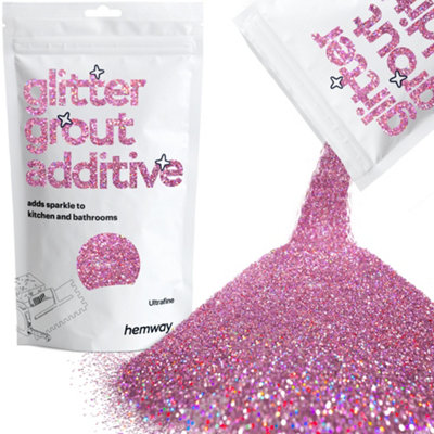Hemway Glitter for Grout Additive Tile Pink Holographic, Ultrafine Size ...