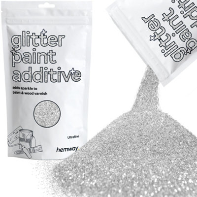 Hemway Glitter for Paint Additive, Silver Ultrafine Size Flakes 100g ...