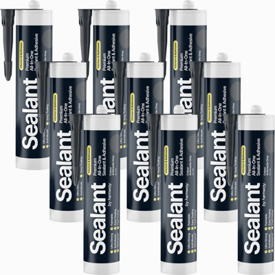 Hemway Hybrid Polymer Sealant & Adhesive Anthracite Grey Waterproof Anti Mould Shower Bath ...