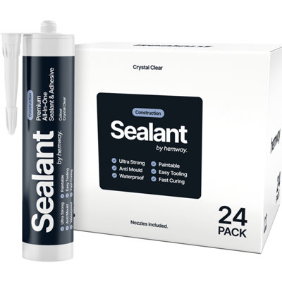Hemway Hybrid Polymer Sealant & Adhesive Crystal Clear Waterproof Anti Mould Shower Bath ...