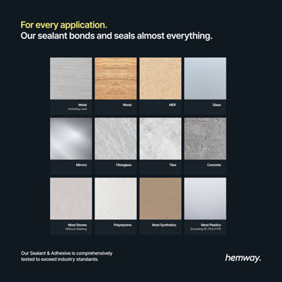 Hemway Hybrid Polymer Sealant & Adhesive Light Grey Waterproof Anti Mould Shower Bath ...