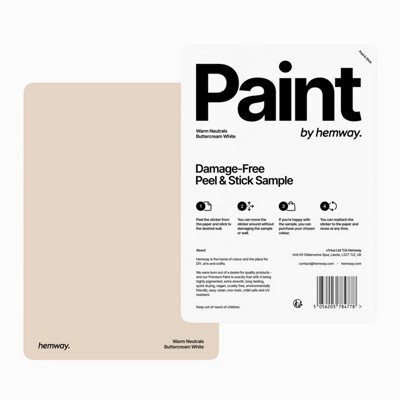 Hemway Interior Matt Acrylic Paint Sample, Buttercream White, Peel ...