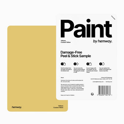 Hemway Interior Matt Acrylic Paint Sample, Custard Yellow, Peel & Stick ...