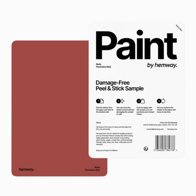 Hemway Interior Matt Acrylic Paint Sample, Florentine Red, Peel & Stick ...