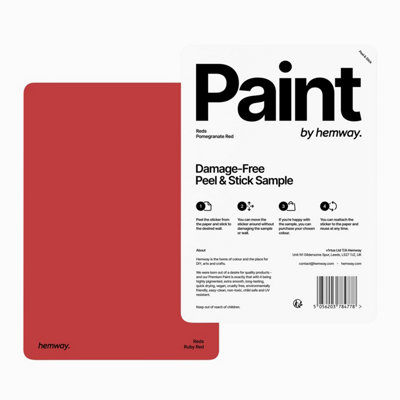 Hemway Interior Matt Acrylic Paint Sample, Ruby Red, Peel & Stick ...