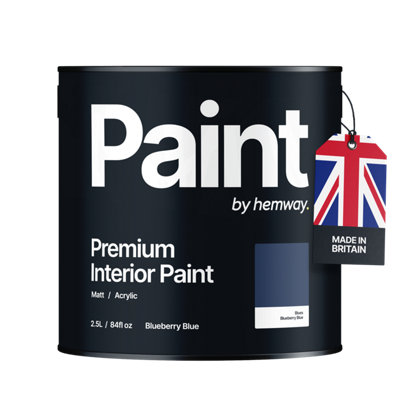 Hemway Interior Paint Matt Acrylic Blueberry Blue 2.5L Tin Durable ...