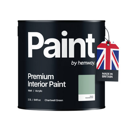 Hemway Interior Paint Matt Acrylic Chartwell Green 2.5L Tin Durable ...