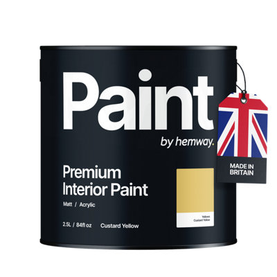 Hemway Interior Paint Matt Acrylic Custard Yellow 2.5L Tin Durable ...
