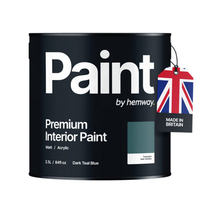 Hemway Interior Paint Matt Acrylic Dark Teal Blue 2.5L Tin Durable ...