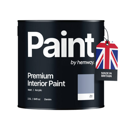 Hemway Interior Paint Matt Acrylic Denim Blue 2.5L Tin Durable Emulsion ...