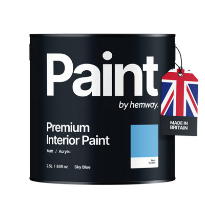 Hemway Interior Paint Matt Acrylic Sky Blue 2.5L Tin Durable Emulsion ...