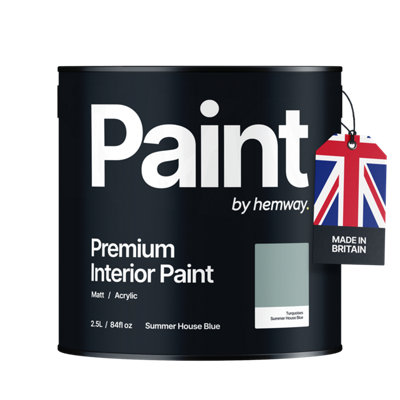 Hemway Interior Paint Matt Acrylic Summer House Blue 2.5L Tin Durable ...