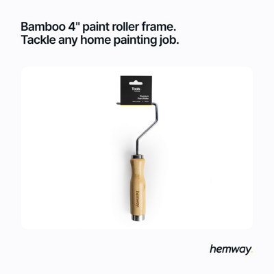 Hemway Premium Mini Bamboo Paint Roller Frame 4 inch & 4 x Sleeves ...