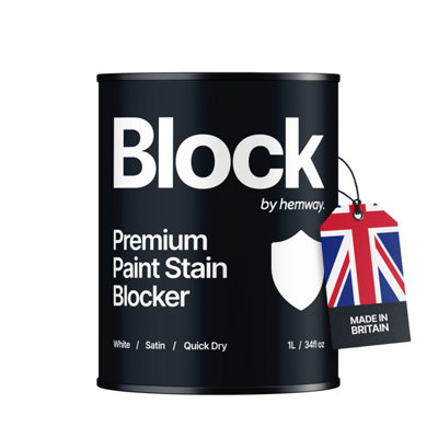 Hemway Stain Blocker Paint, Satin White 1L, Indoor Stain Blocking Damp ...
