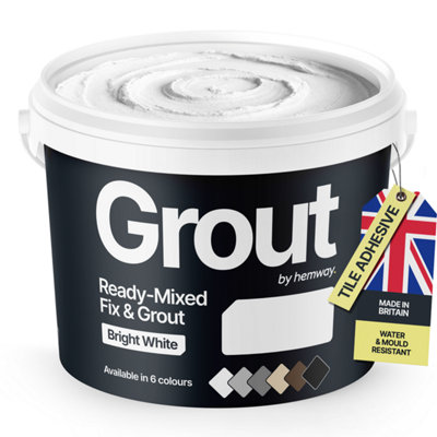 Hemway Tile Ready Mixed Grout & Fix Adhesive BRIGHT WHITE Anti-Mould ...