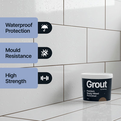Hemway Tile Ready Mixed Grout & Fix Adhesive BROWN Anti-Mould, Fade ...