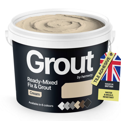 Hemway Tile Ready Mixed Grout & Fix Adhesive CREAM Anti-Mould, Fade ...