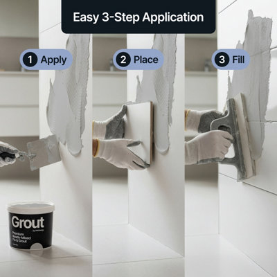 Hemway Tile Ready Mixed Grout & Fix Adhesive LIGHT GREY Anti-Mould ...