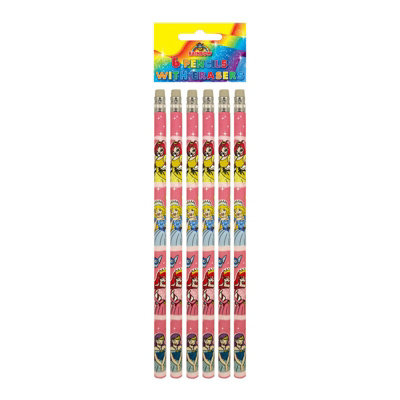 Henbrandt Pencil With Eraser (Pack of 6) Multicoloured (One Size)