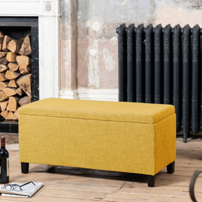 Henbury Fabric Storage Ottoman - Yellow