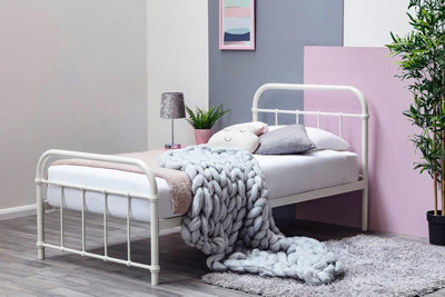 White iron single bed store