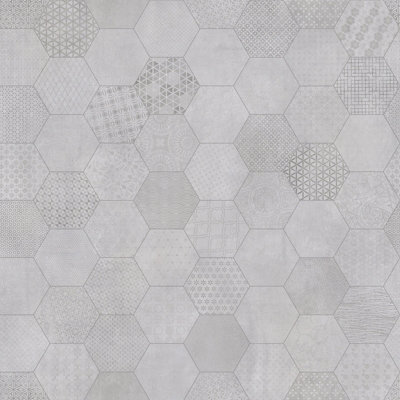 Henna Tile Vinyl by Remland (Henna Grey, 3m x 4m)