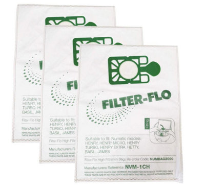 Henry Hoover Bags Filterflow Hetty James Microfibre Numatic Vacuum Hepa ...