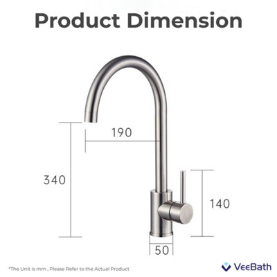 HENRY Stainless Steel Kitchen Mixer Tap - Stainless Steel