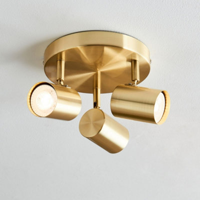 HEREFORD 3 LIGHT SATIN GOLD CEILING SPOTLIGHT