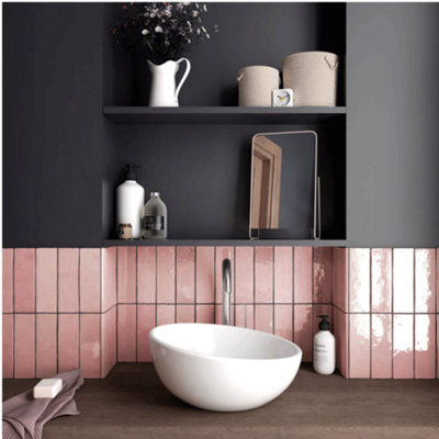Heritage Brick Glossy Pink Metro Tile