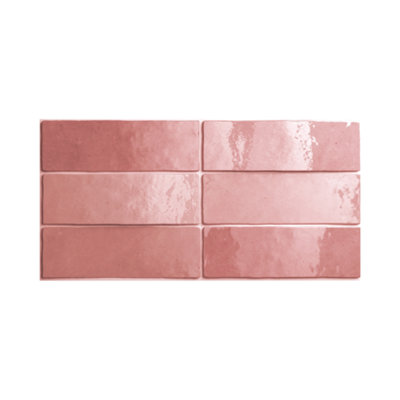 Heritage Brick Glossy Pink Metro Tile