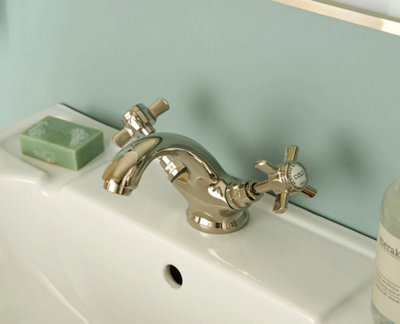 Heritage Dawlish Vintage Gold Basin Mixer Tap, Crosshead Bathroom Sink ...