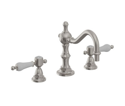 Heritage Glastonbury Brushed Nickel 3 Hole Swivel Spout Basin Mixer Tap ...