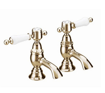 Heritage Glastonbury Traditional Vintage Gold Basin Pillar Taps, Pair ...