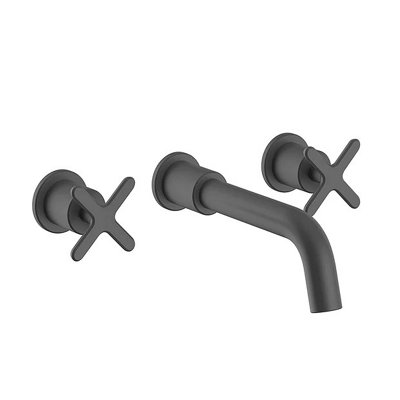 Heritage Salcombe 3TH Wall Mounted Basin Mixer Tap Matt Black | DIY at B&Q