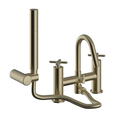 Heritage Salcombe Bath Shower Mixer Tap Brushed Brass | DIY at B&Q
