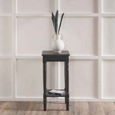 Heritage Square Black Wood Accent Table